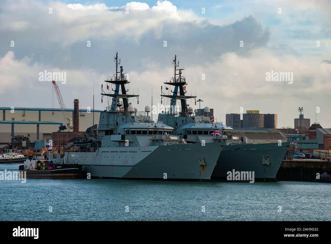 Royal Navy Offshore Patrol Vessels docked at Portsmouth Naval Base, UK ...
