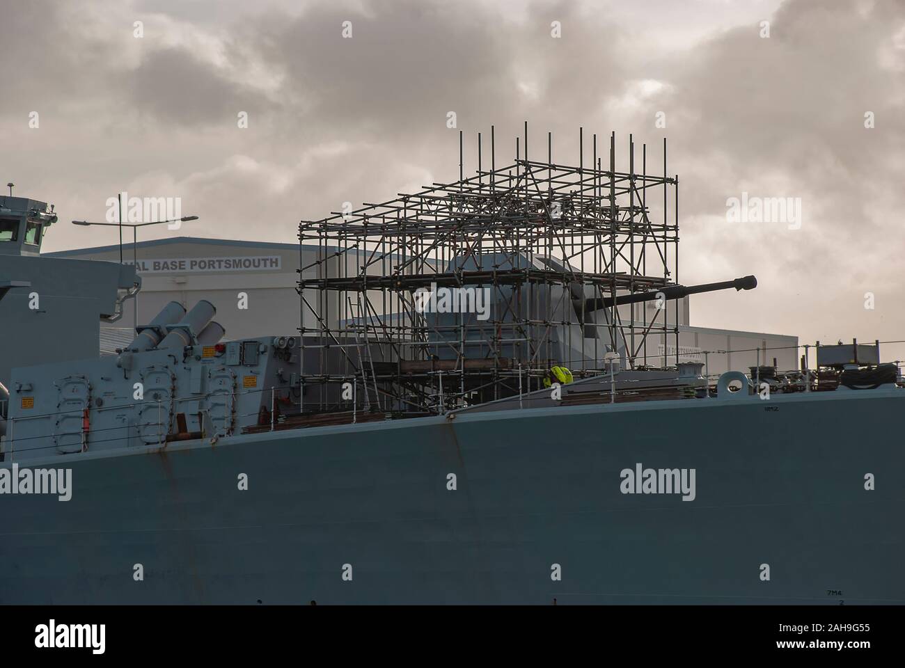The Royal Navy Frigate HMS Lancaster (F229) moored in Portsmouth, UK ...