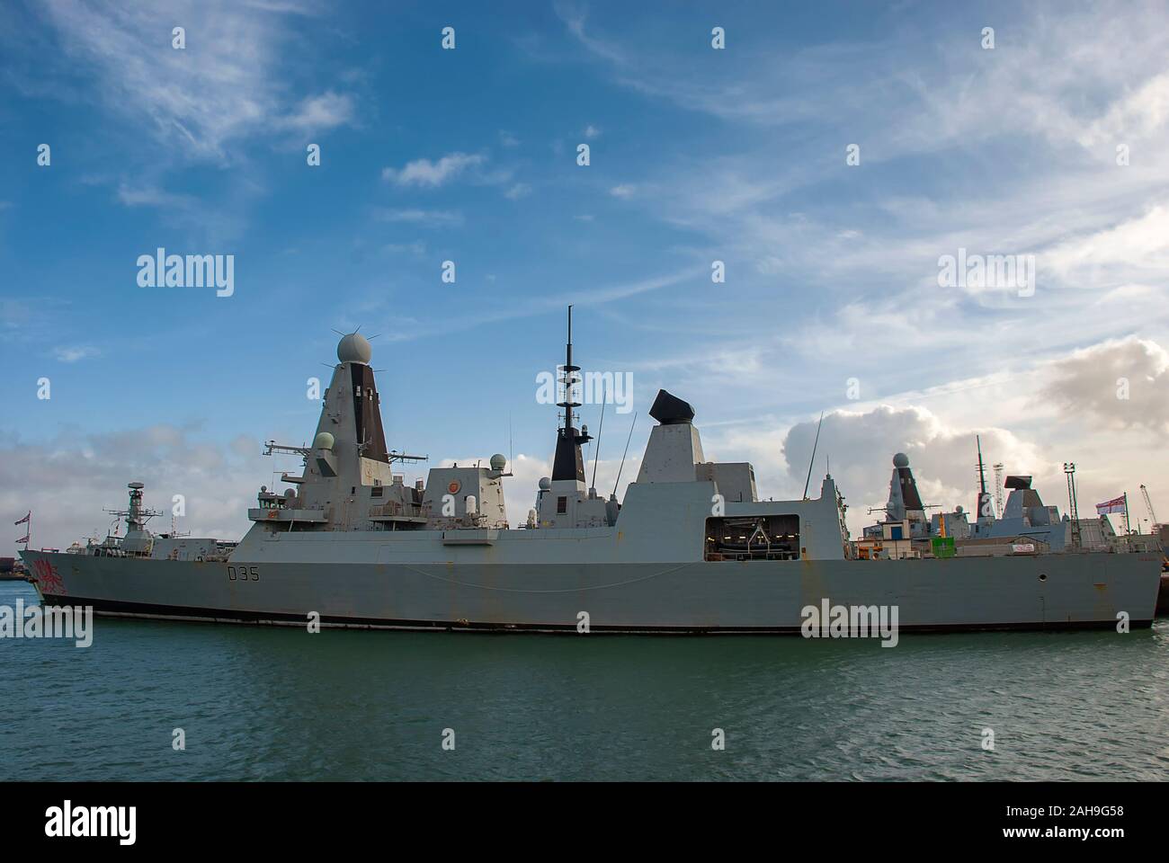 HMS Dragon (D35) is a Royal Navy Type 45 Destroyer, moored in ...