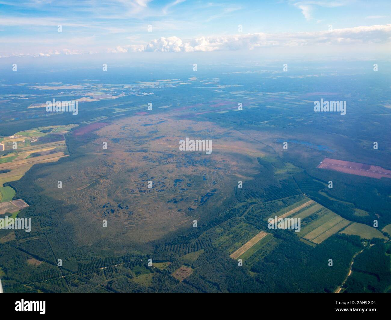 Top aerial view of a big bog Stock Photo - Alamy