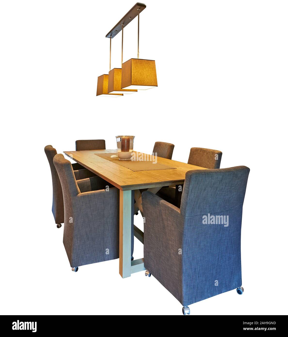 Elegant and luxury dining table with frame on wall. Path for the frame ...