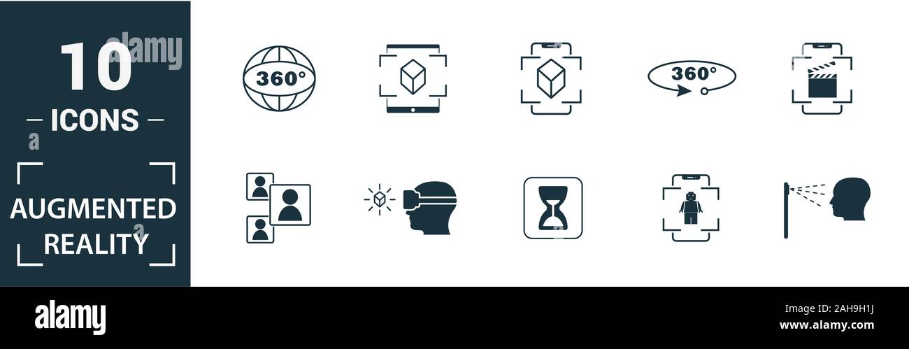 Ar And Vr icon set. Include creative elements augmented reality, 360 ...