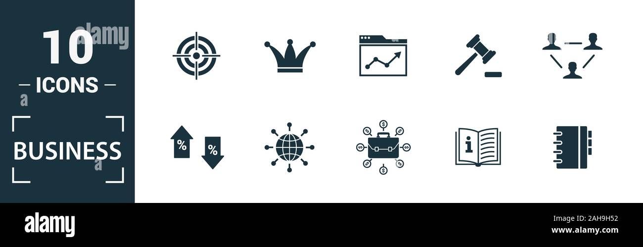 Business icon set. Include creative elements diagram, worldwide ...