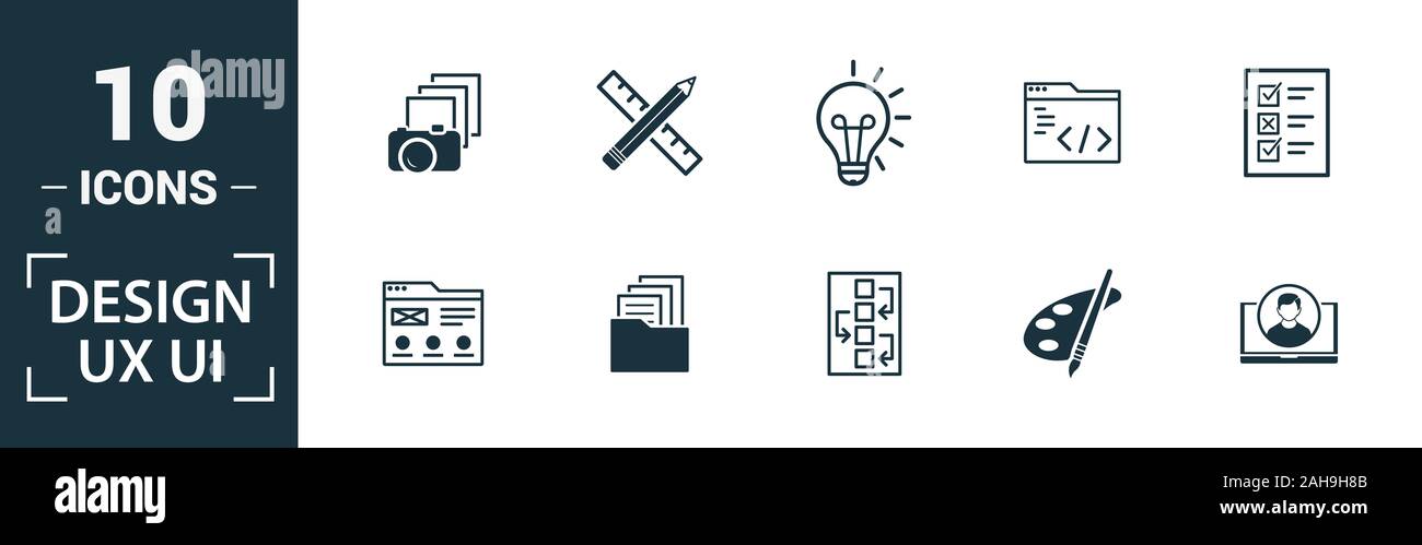 Ui icon set. Include creative elements search, done, thumb up, zoom out ...