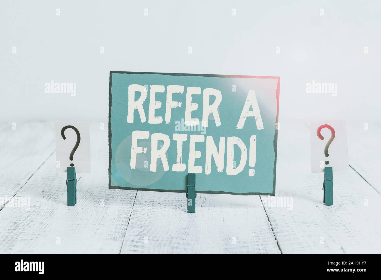 Text sign showing Refer A Friend. Business photo text direct someone to ...