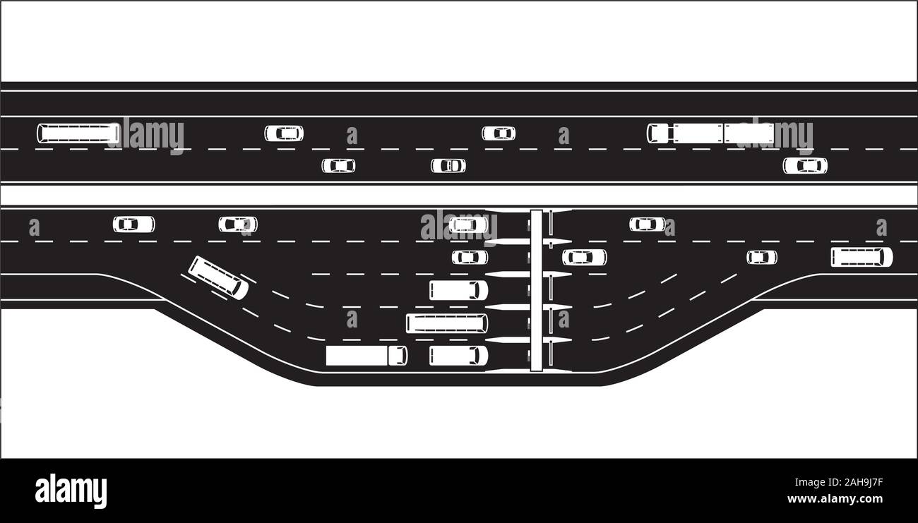 Toll station on highway from above – vector illustration Stock Vector ...