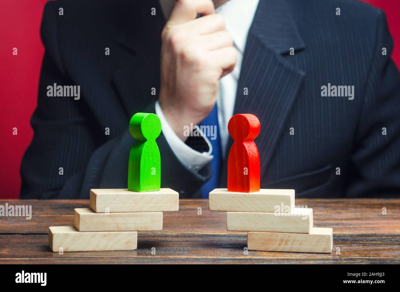 A businessman is studying the negotiation process and rivalry parties ...