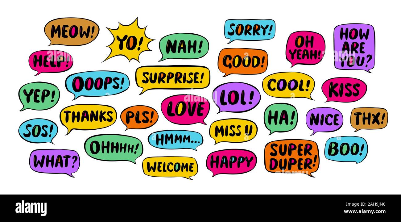 Set of comic speech bubbles. Chat, message concept. Vector illustration ...