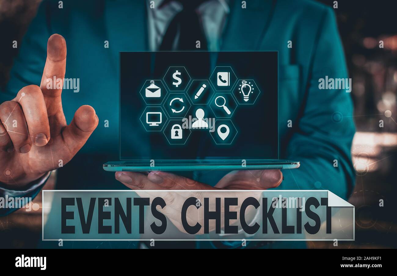 Conceptual hand writing showing Events Checklist. Concept meaning ...