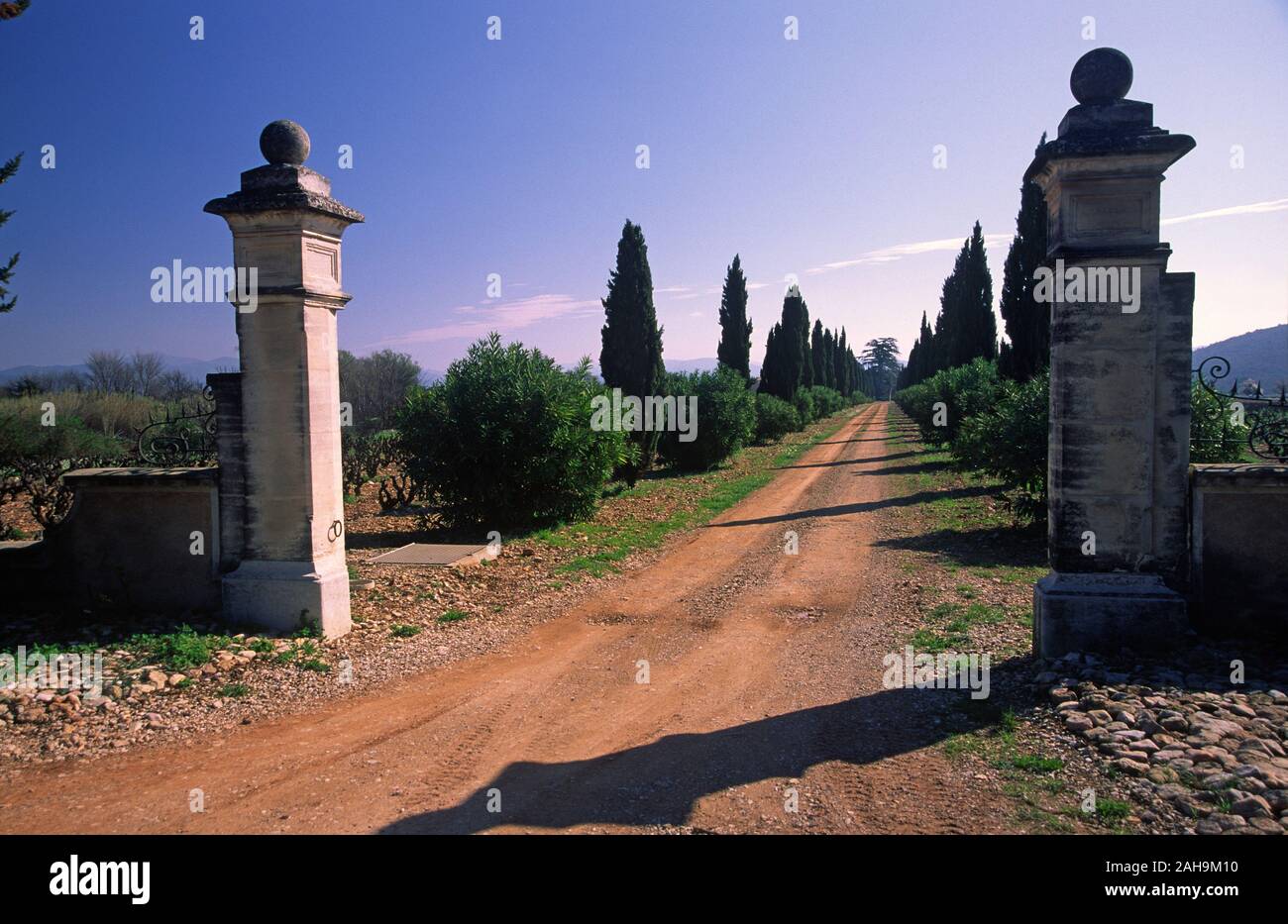 Entrance to a vineyard Var Provence Stock Photo - Alamy