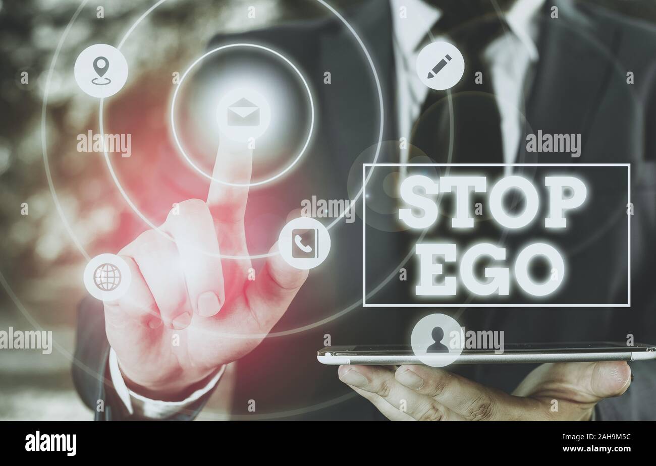 Conceptual hand writing showing Stop Ego. Concept meaning Control your ...