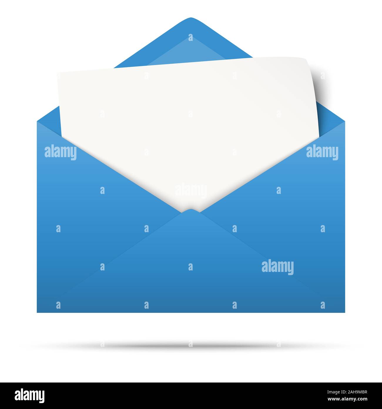 vector illustration with blue colored envelope with white empty paper ...