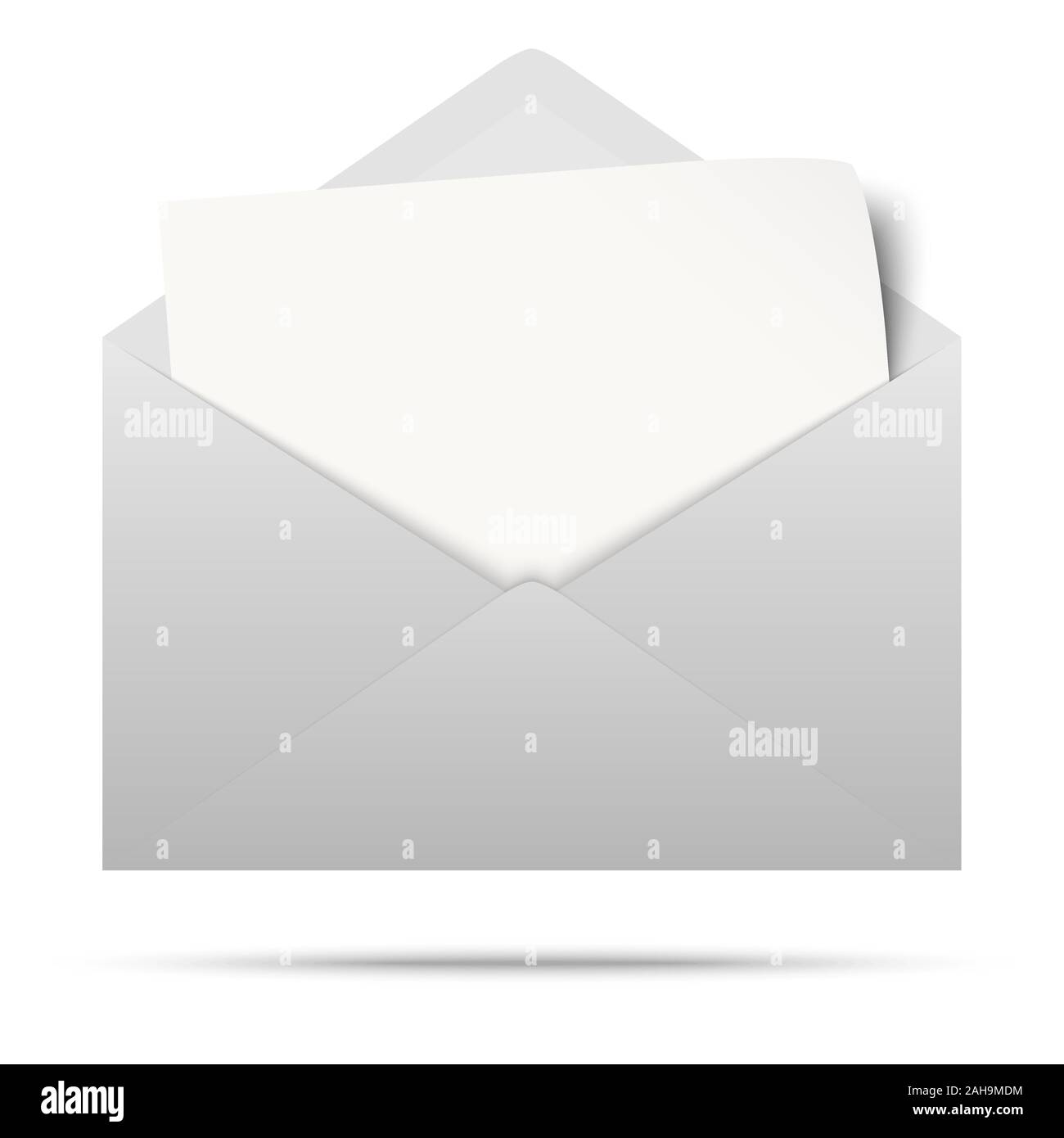 vector illustration with gray colored envelope with white empty paper ...