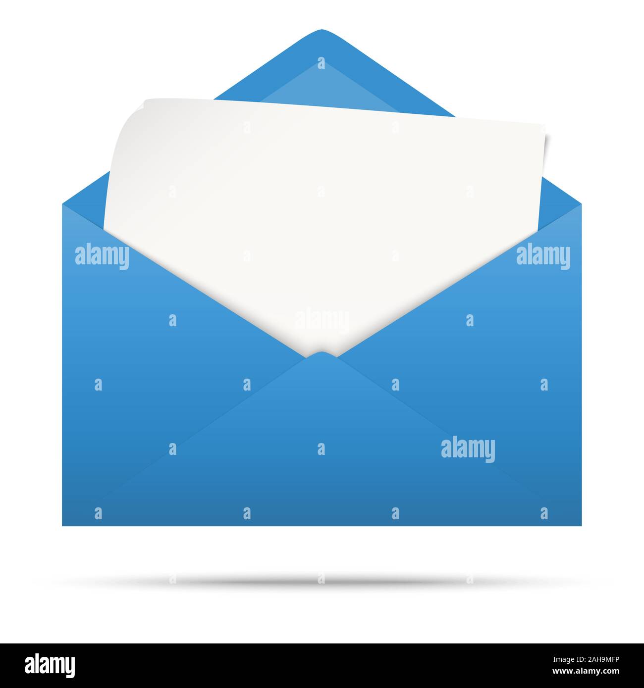 vector illustration with blue colored envelope with white empty paper ...