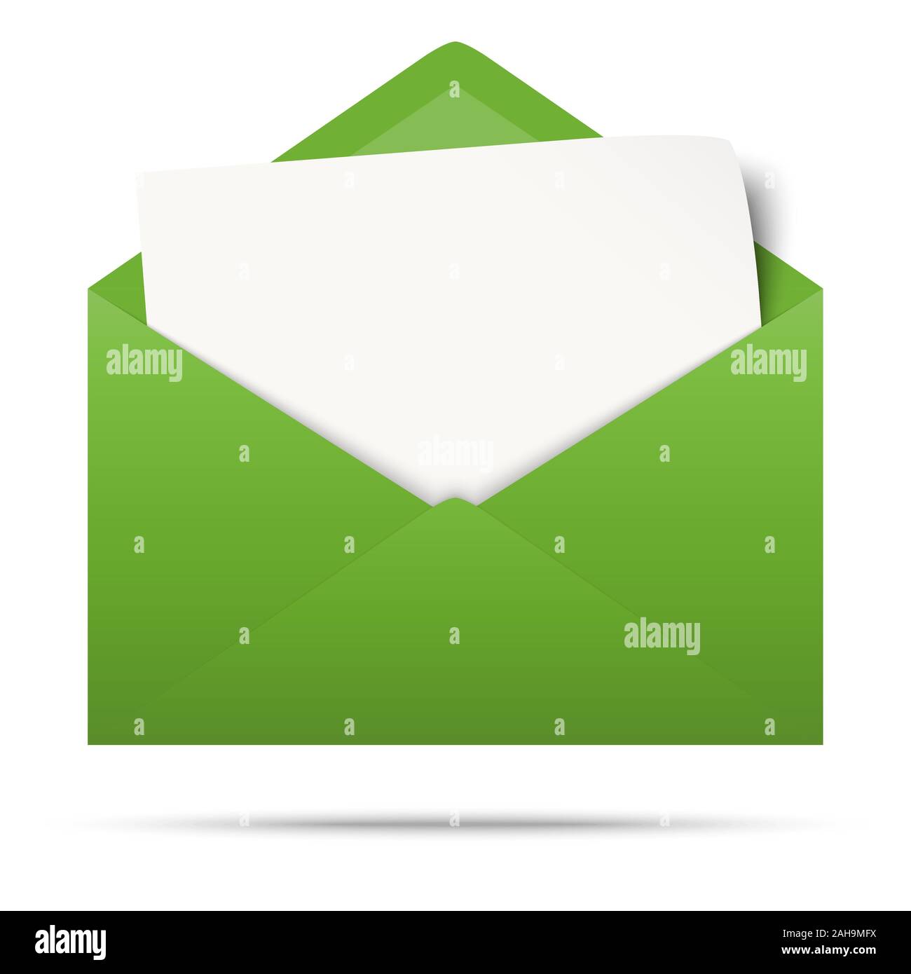 vector illustration with green colored envelope with white empty paper ...