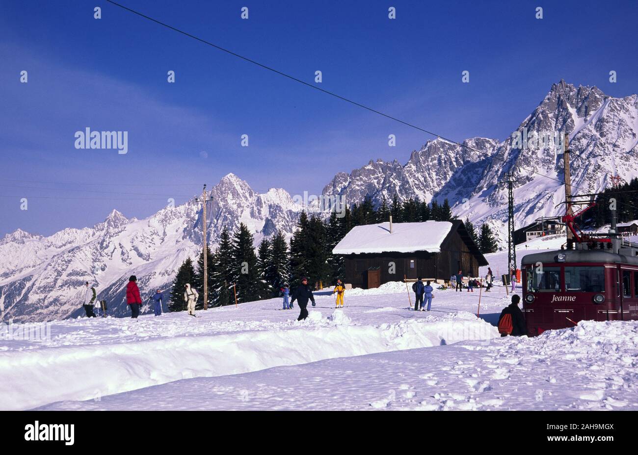 Tramway of altitude of Le Fayet Chamonix Haute Savoie Stock Photo - Alamy