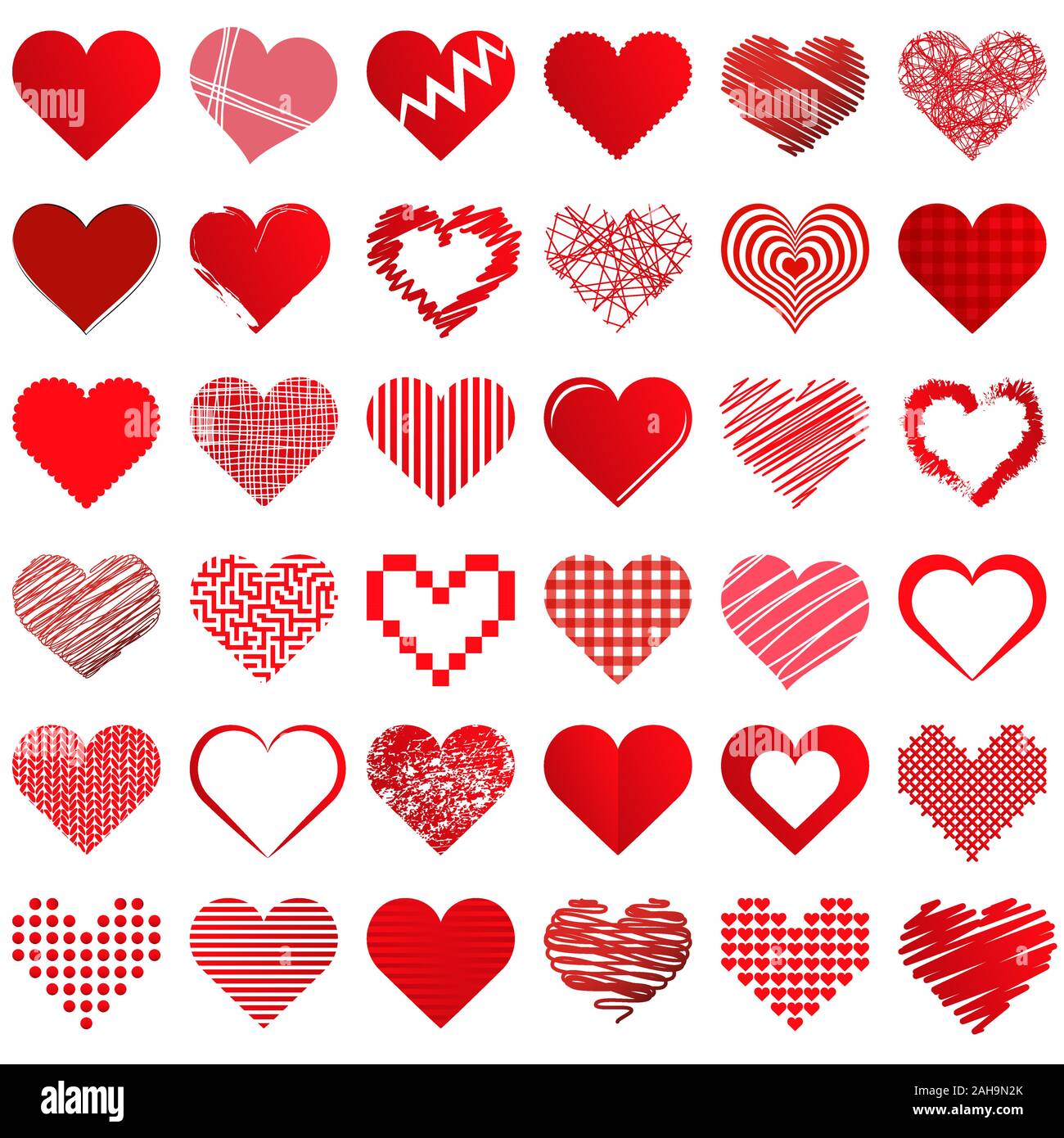 collection of different beautiful hearts for valentine love time or ...