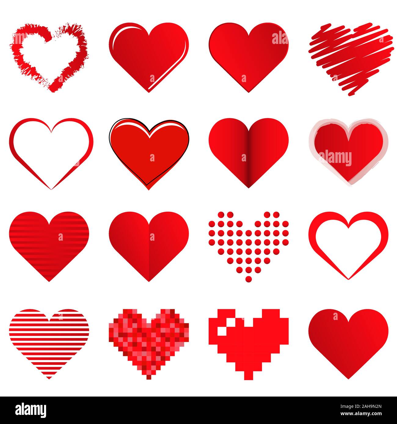 collection of different beautiful hearts for valentine love time or ...