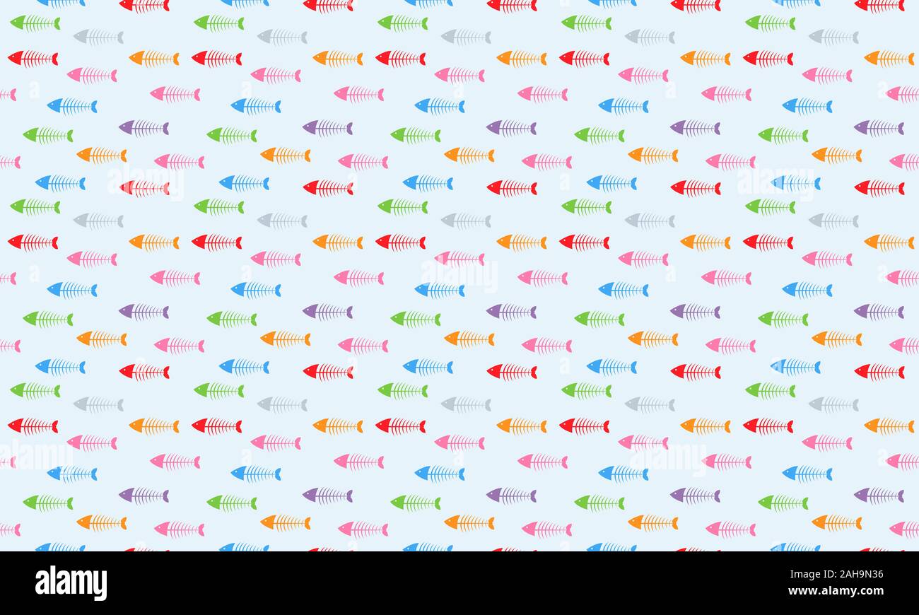 Fish pattern seamless colorful vector skeleton. Fish pattern background ...