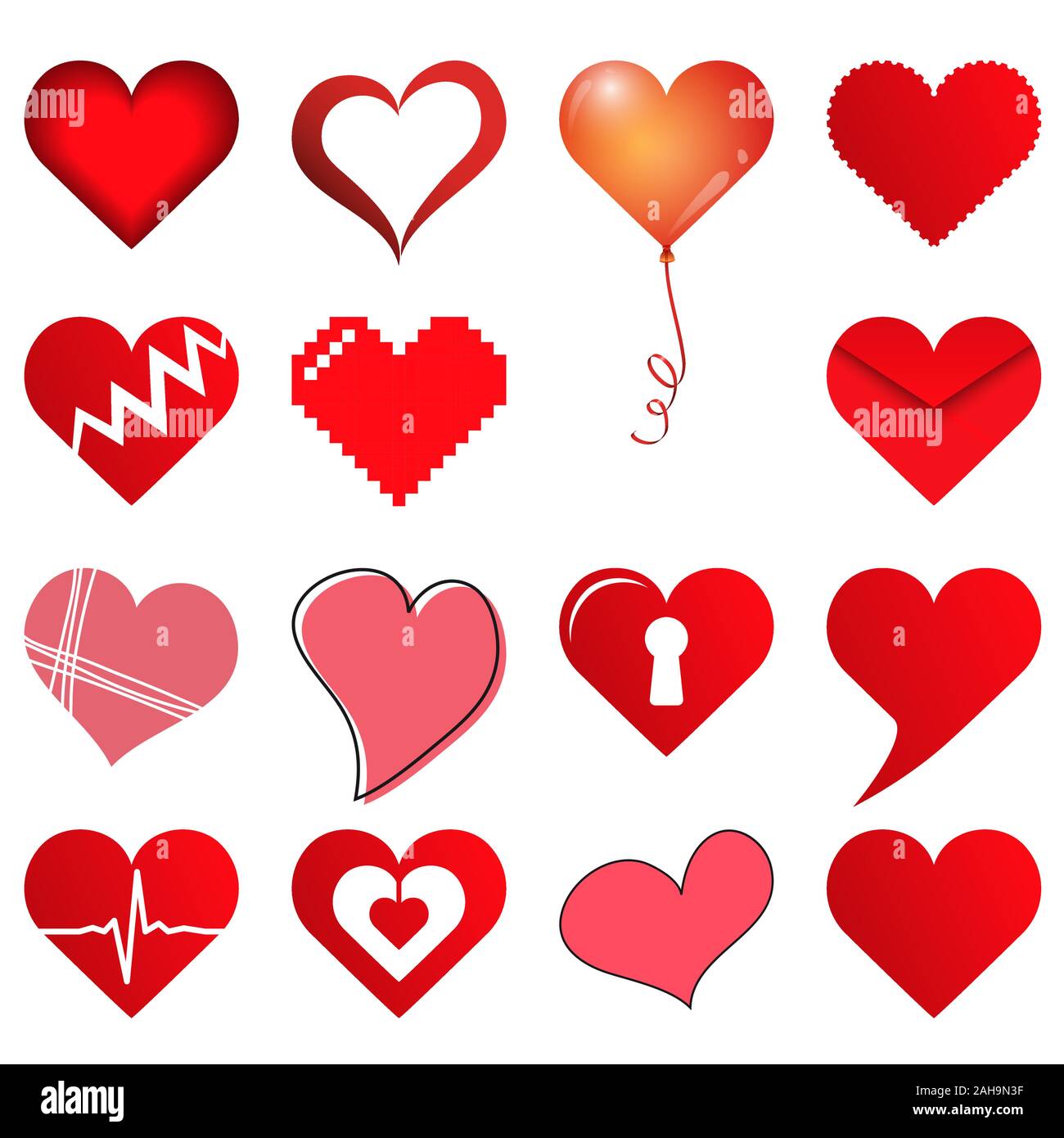 collection of different beautiful hearts for valentine love time or ...