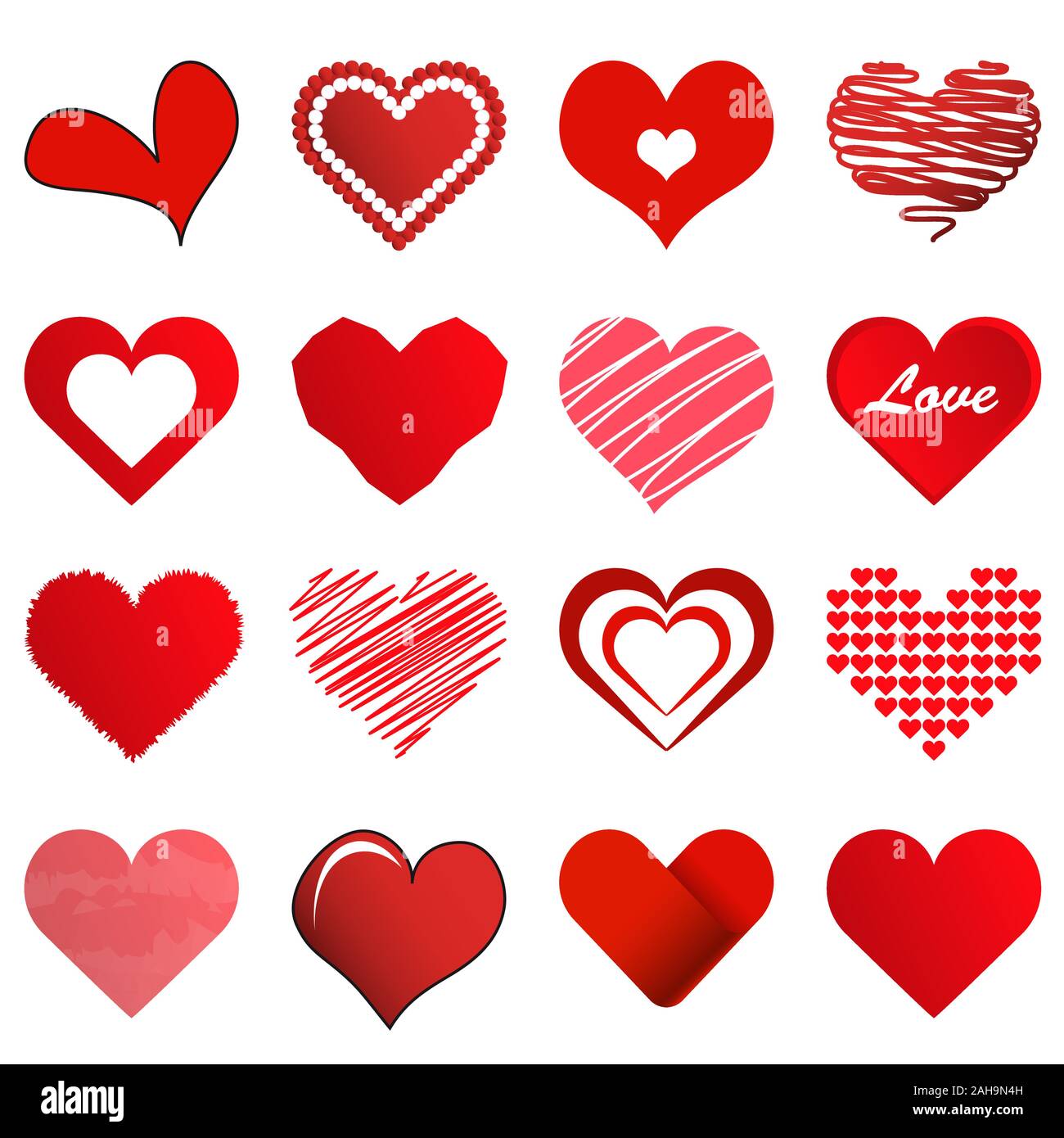 collection of different beautiful hearts for valentine love time or ...