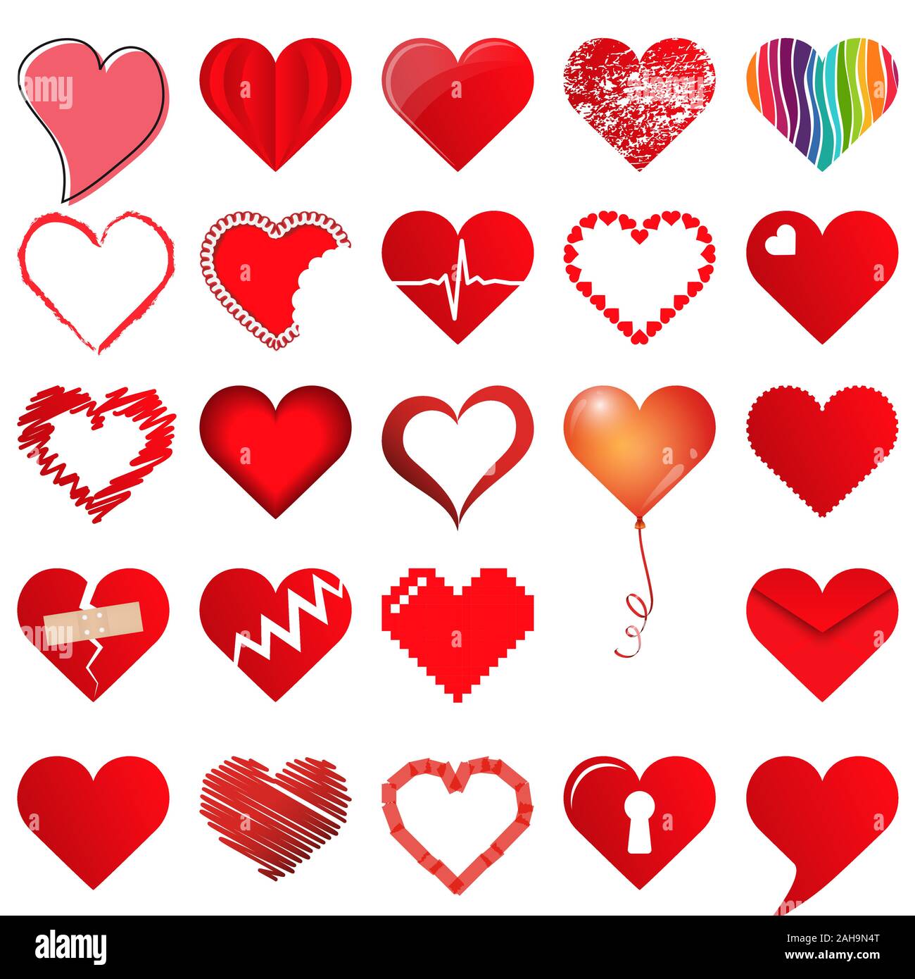collection of different beautiful hearts for valentine love time or ...