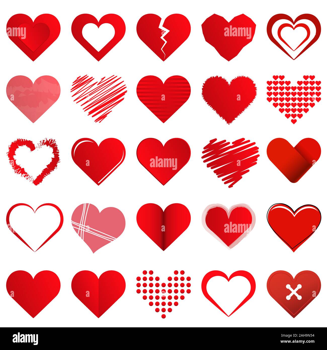 collection of different beautiful hearts for valentine love time or ...