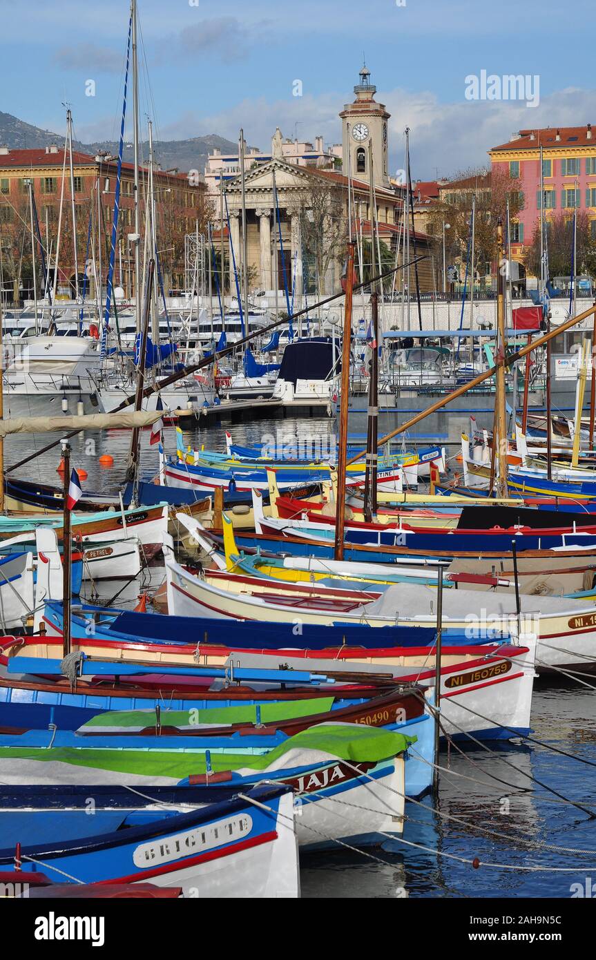 Traditional Mediterranean boats in port of Nice Stock Photo - Alamy