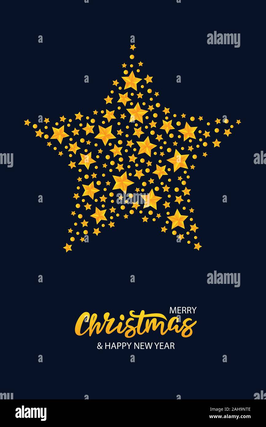 Christmas banner with lettering and stars. Winter card. Season poster ...