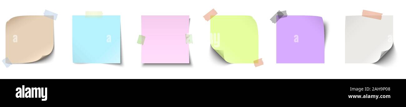 vector illustration of an collection of different sticky papers with ...