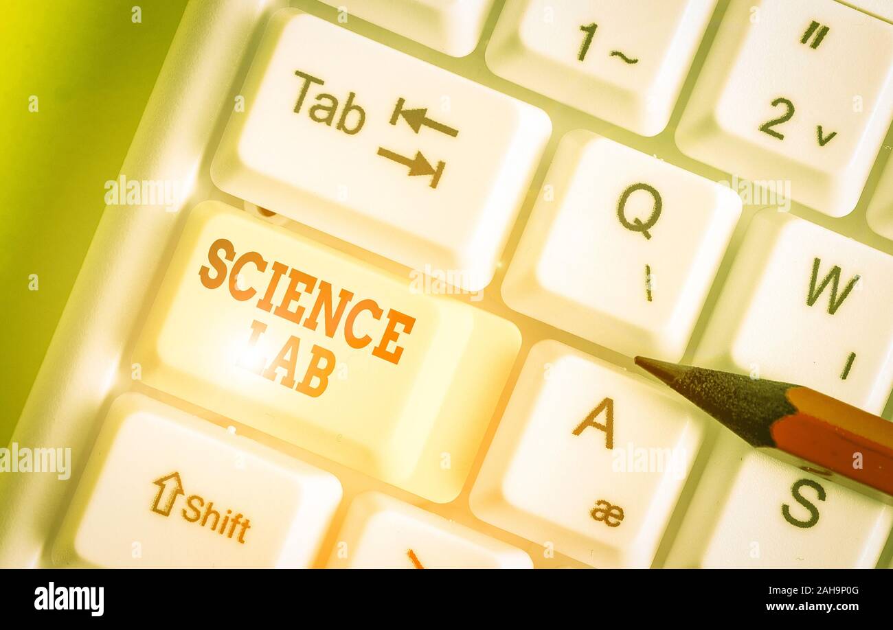 Writing note showing Science Lab. Business concept for special facility ...