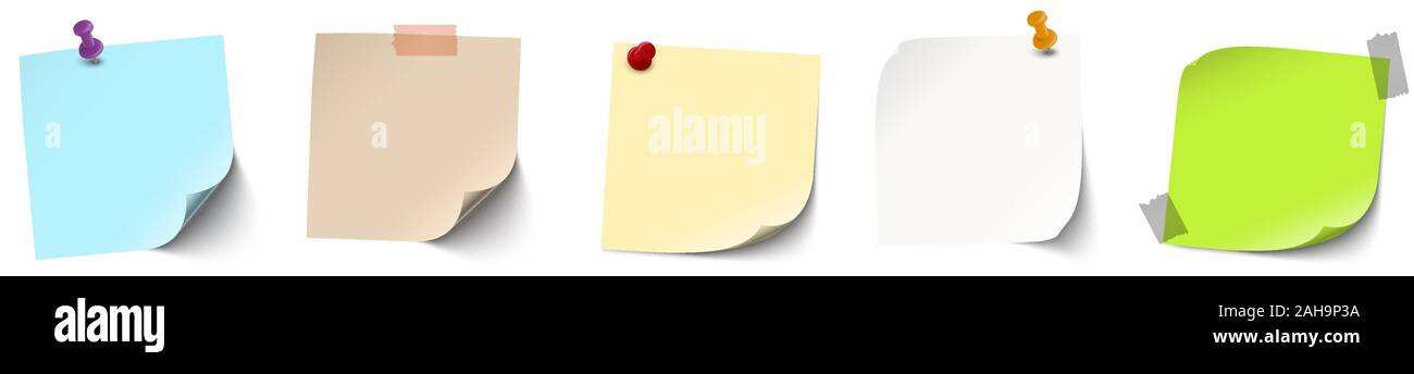 vector illustration of an collection of different sticky papers with ...