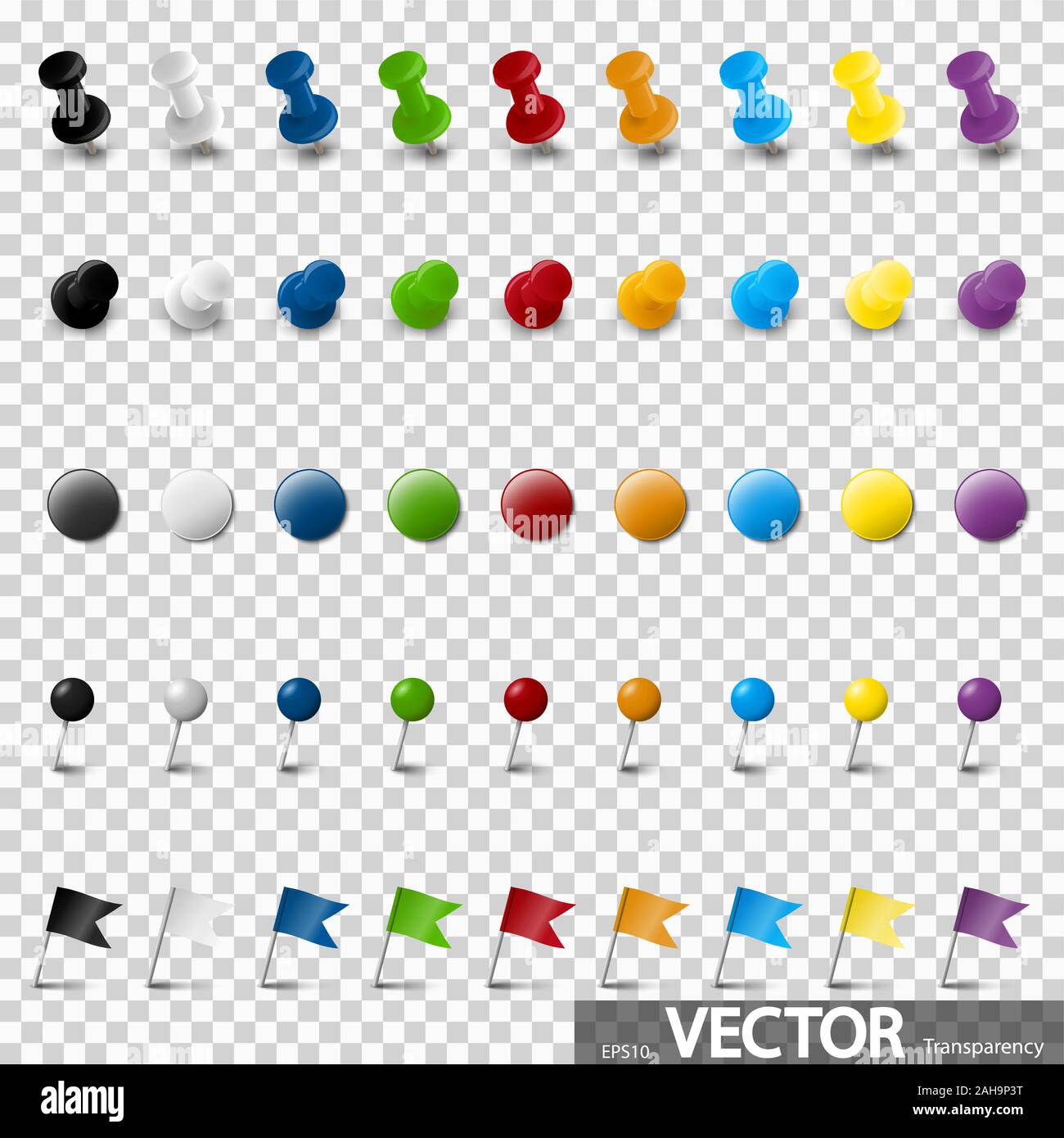 collection of different pin needle office supplies in various colors ...