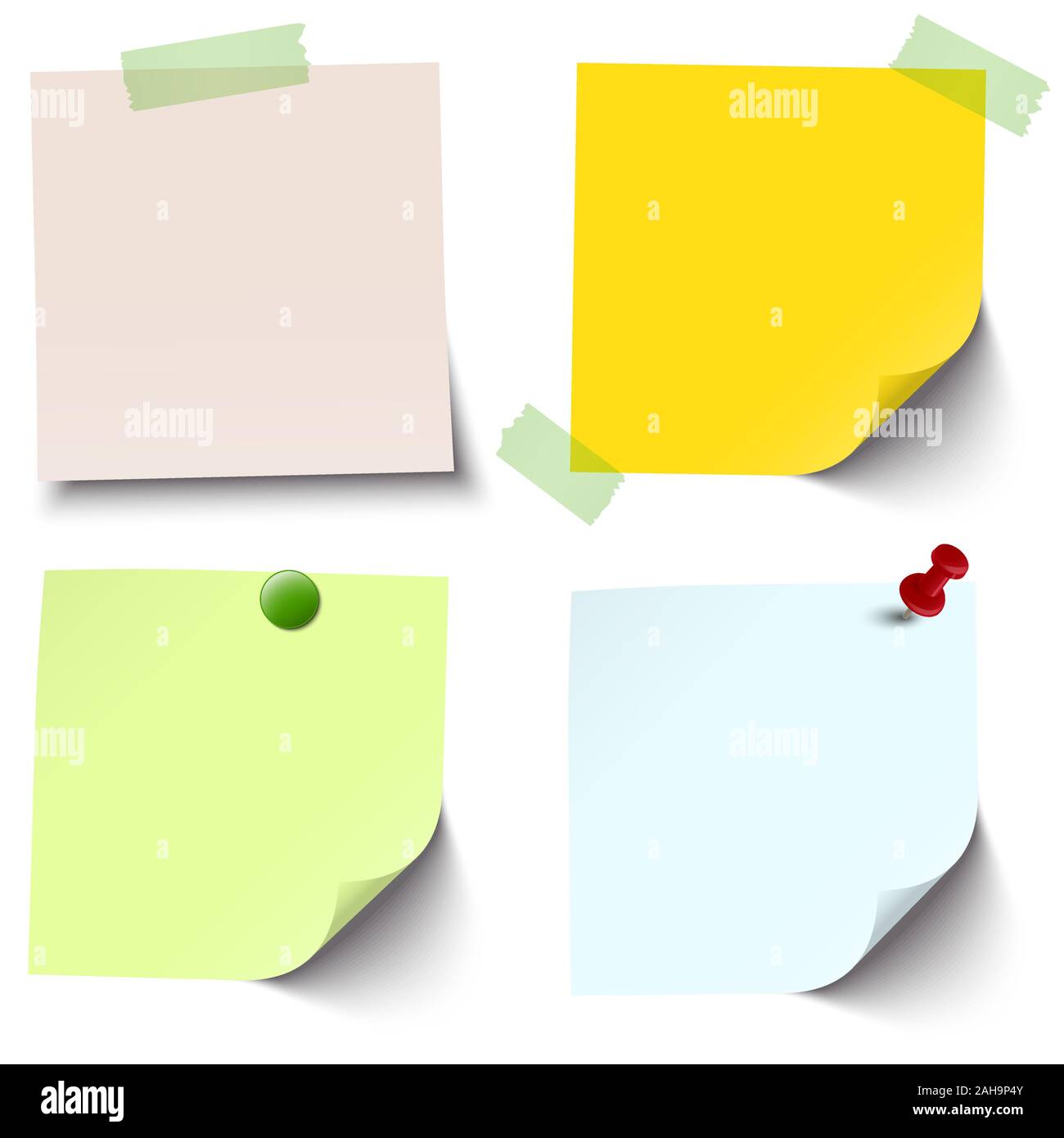 vector illustration of an collection of different sticky papers with ...