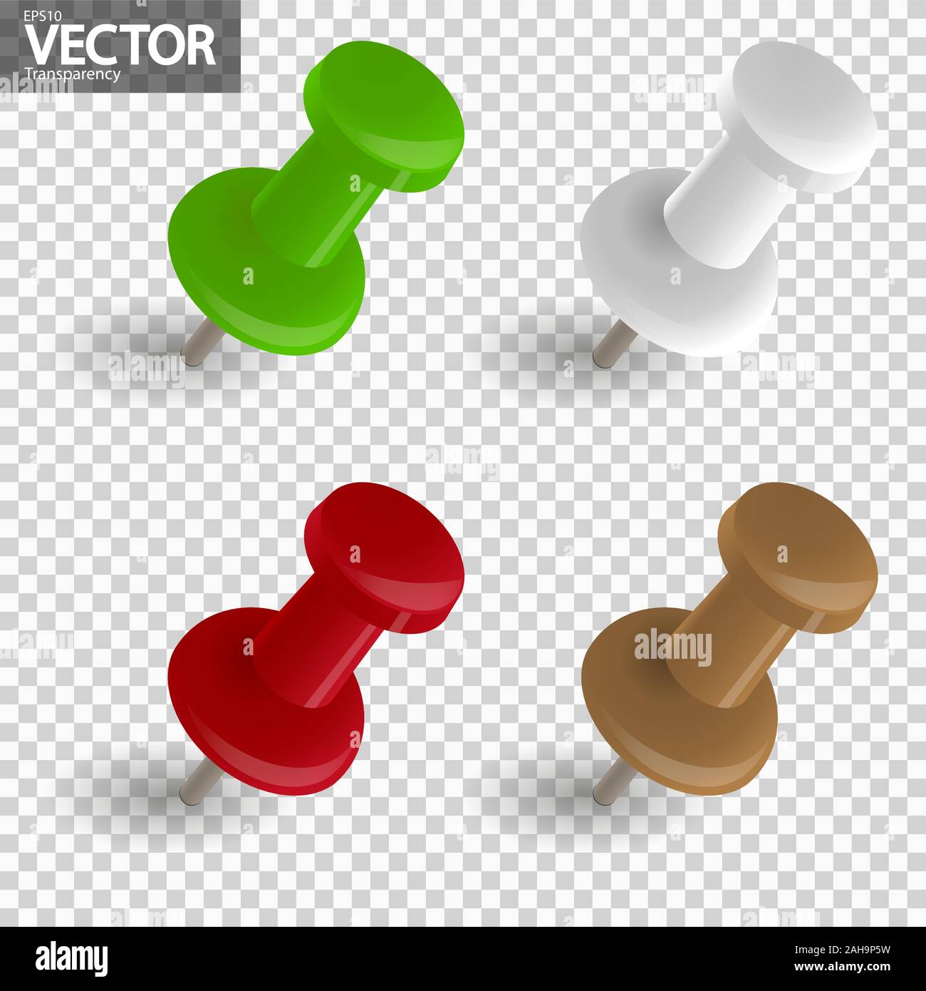 collection of four pin needles in different colors with vector ...