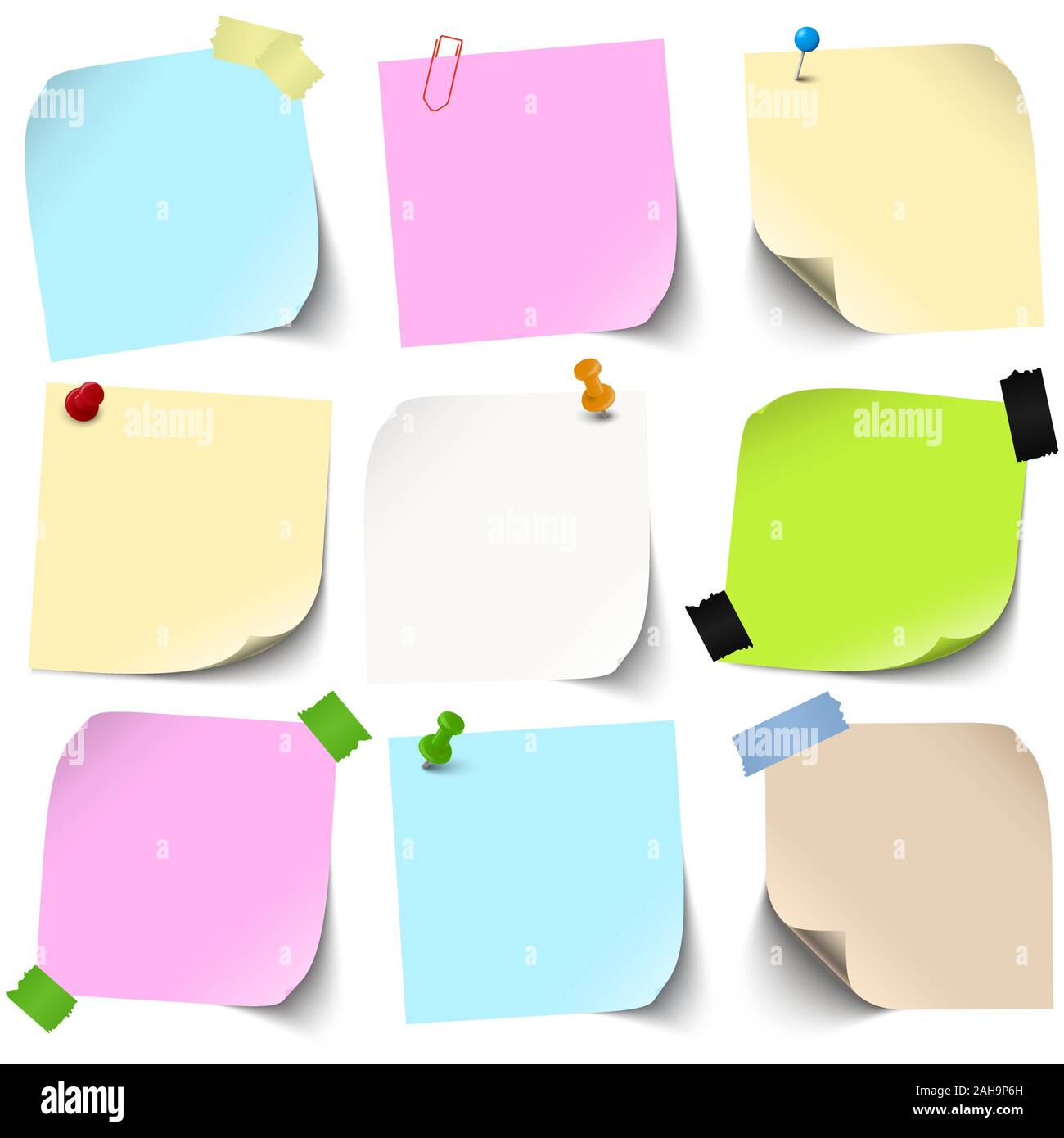 vector illustration of an collection of different sticky papers with ...
