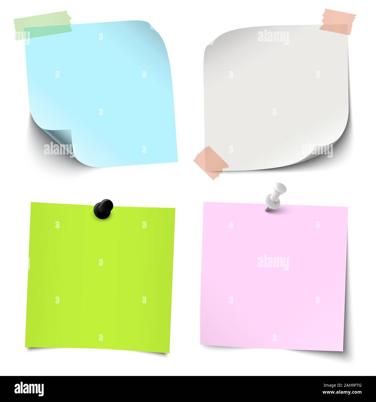 vector illustration of an collection of different sticky papers with ...