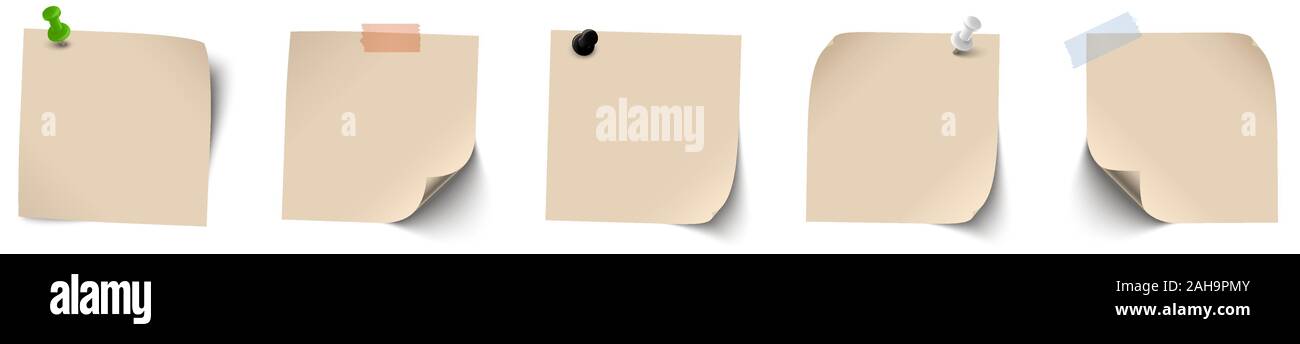 vector illustration of an collection of different sticky papers with ...