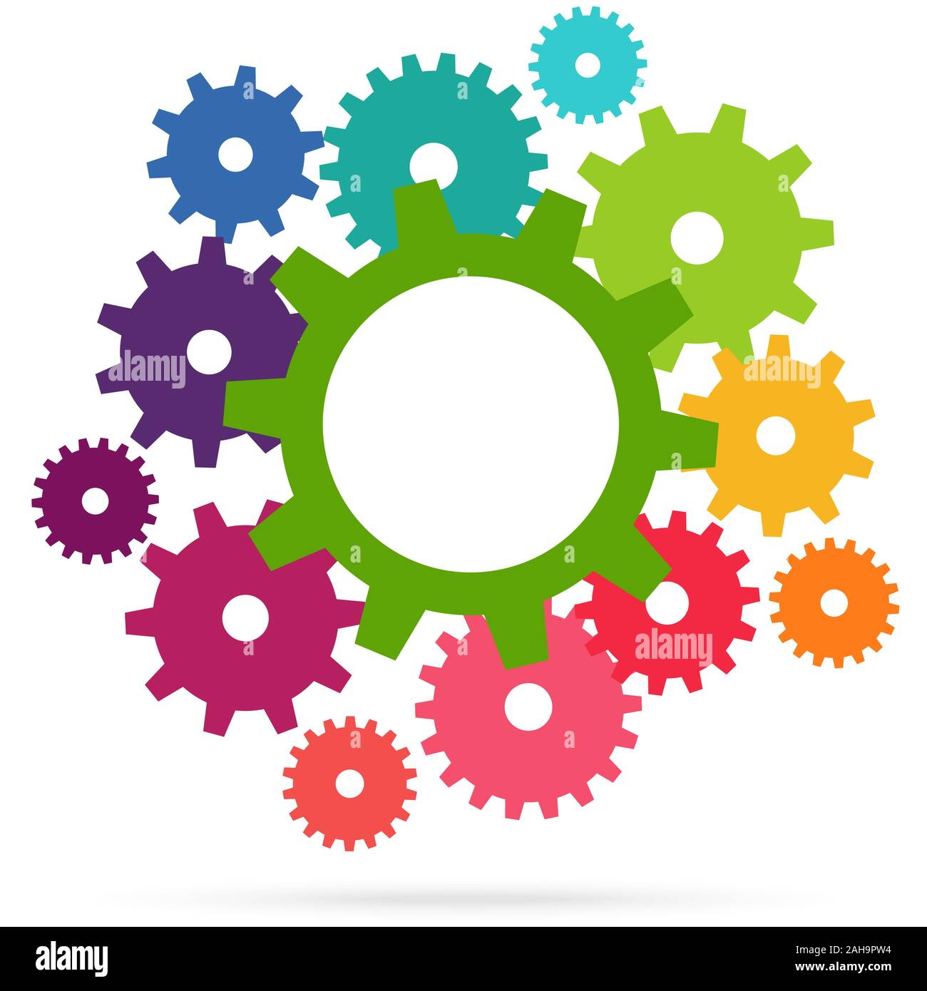 illustration of colored gears symbolizing cooperation or teamwork ...
