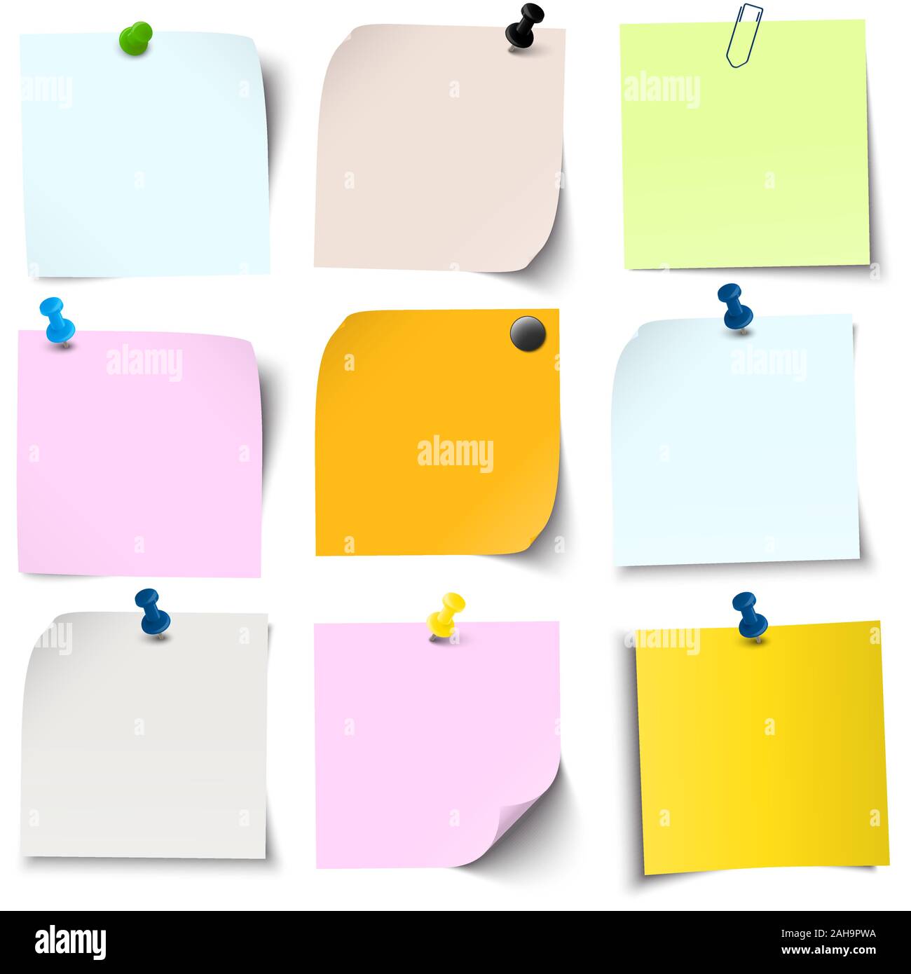 vector illustration of an collection of different sticky papers with ...