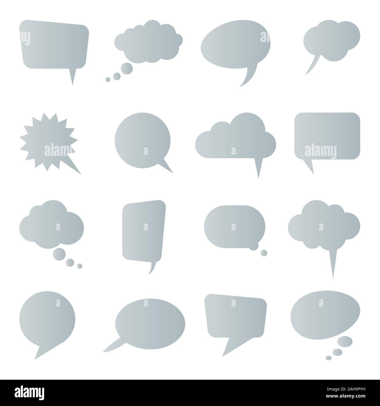 collection of different speech bubbles and thought bubbles with space ...