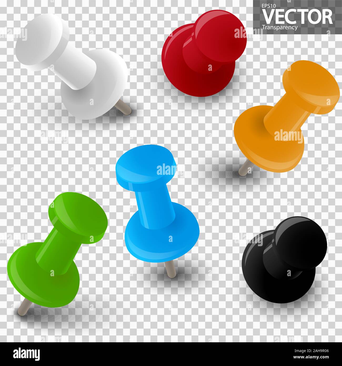 collection of pin needles in different colors with vector transparency ...
