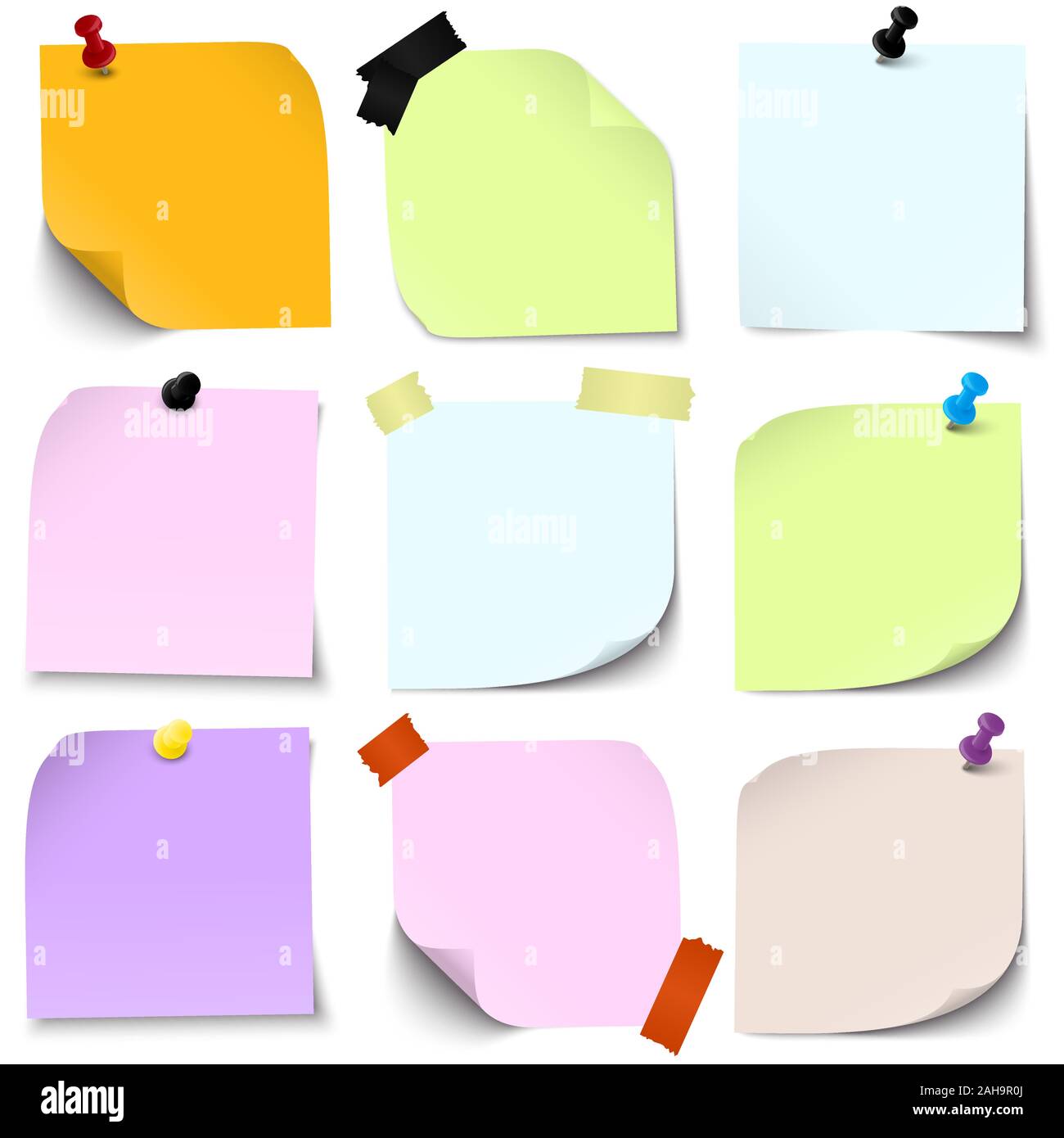 vector illustration of an collection of different sticky papers with ...