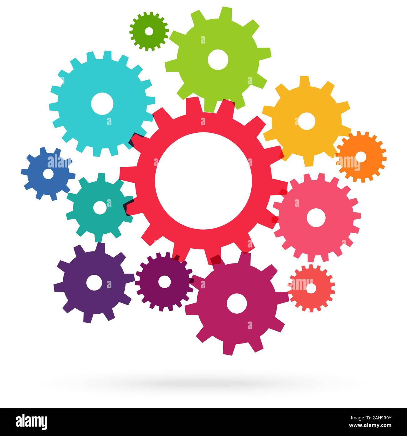 illustration of colored gears symbolizing cooperation or teamwork ...