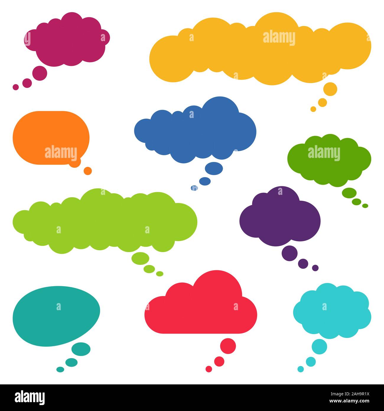 collection of different speech bubbles and thought bubbles with space ...