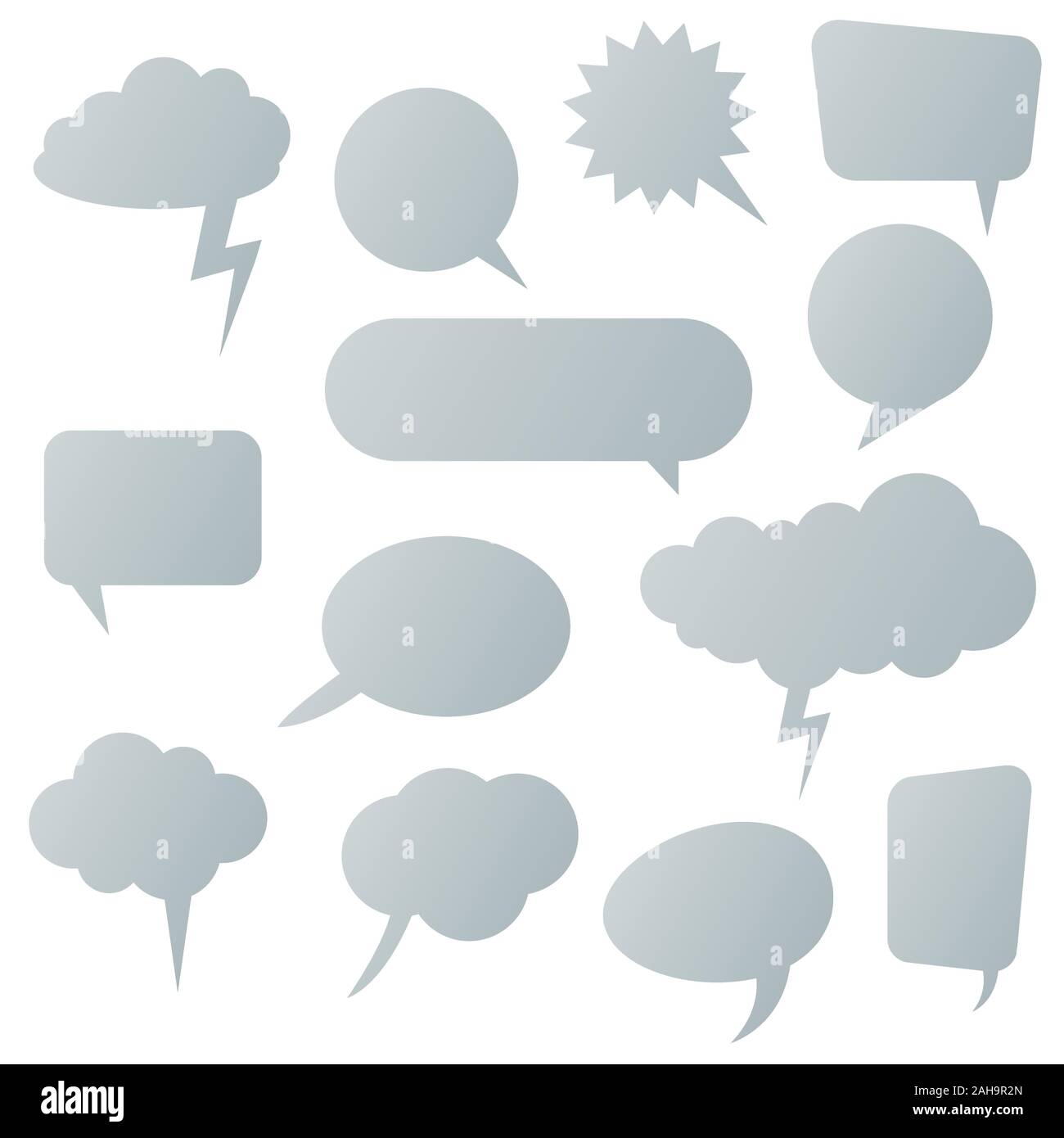 collection of different speech bubbles and thought bubbles with space ...