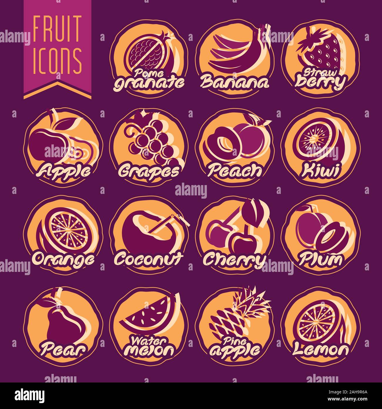 Ready design fruit icon set Stock Vector Image & Art - Alamy
