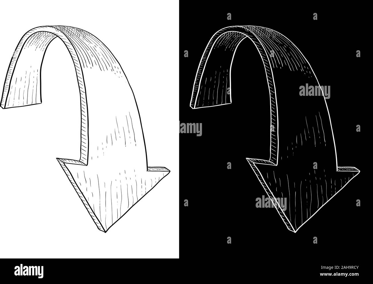 Arrow down. Hand drawn sketch. Vector illustration Stock Vector Image ...