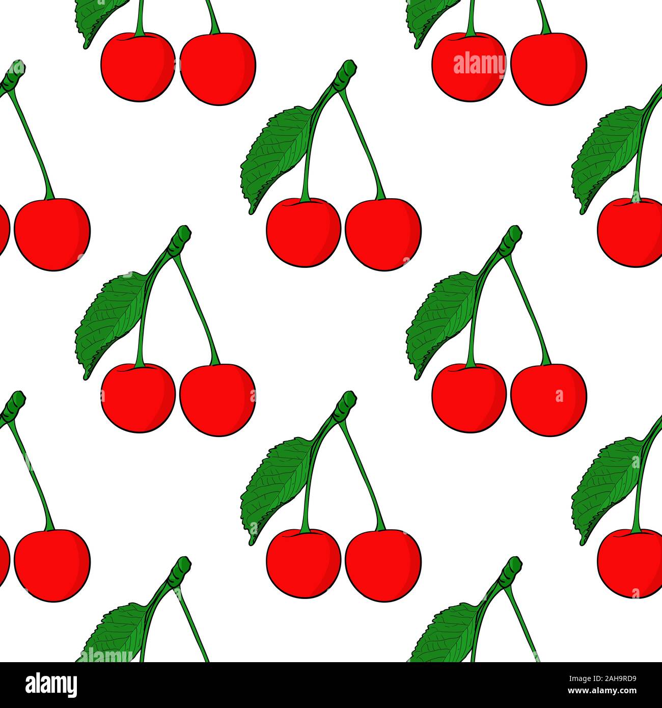 Seamless nature pattern cherries Stock Vector Images - Alamy