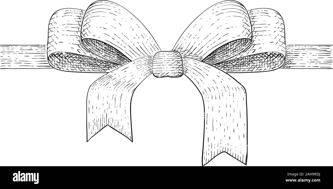 Ribbon bow. Hand drawn sketch. Vector illustration isolated on white ... Ribbon bow. Hand drawn sketch. Vector illustration isolated on white ...